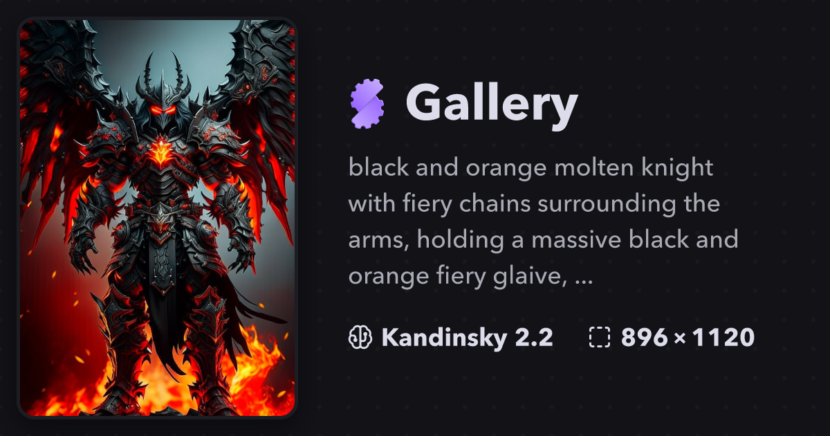 "black and orange molten knight with f..." | Gallery | Stablecog