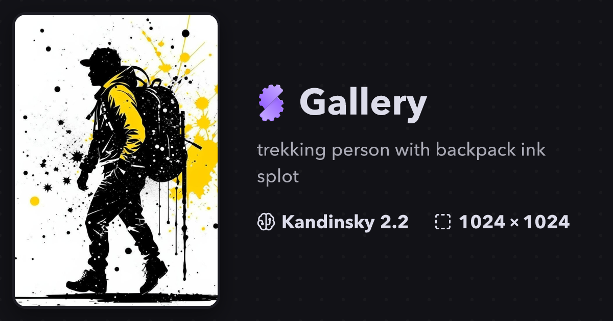 "trekking person with backpack ink splot" | Gallery | Stablecog