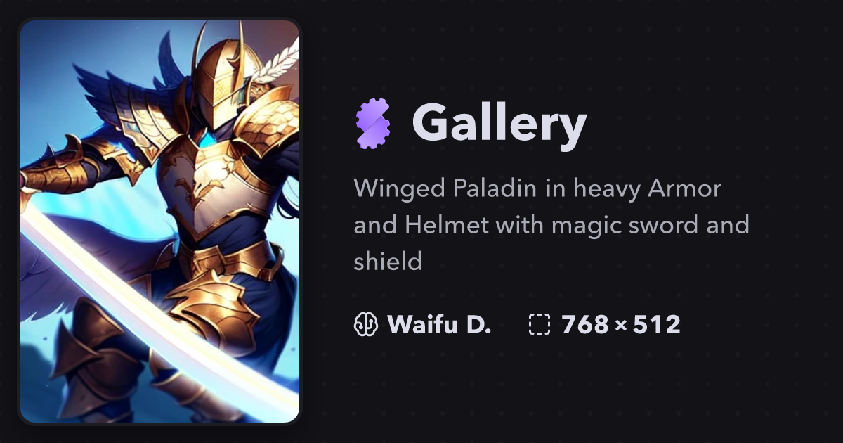 "Winged Paladin in heavy Armor and Hel..." | Gallery | Stablecog