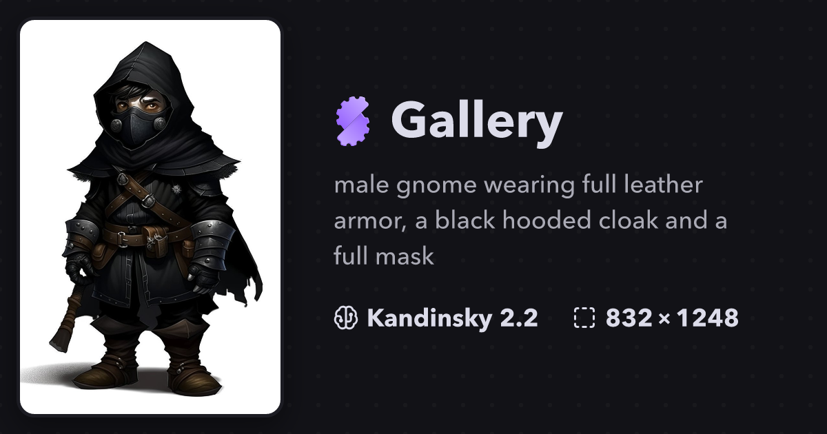 "male gnome wearing full leather armor..." | Gallery | Stablecog