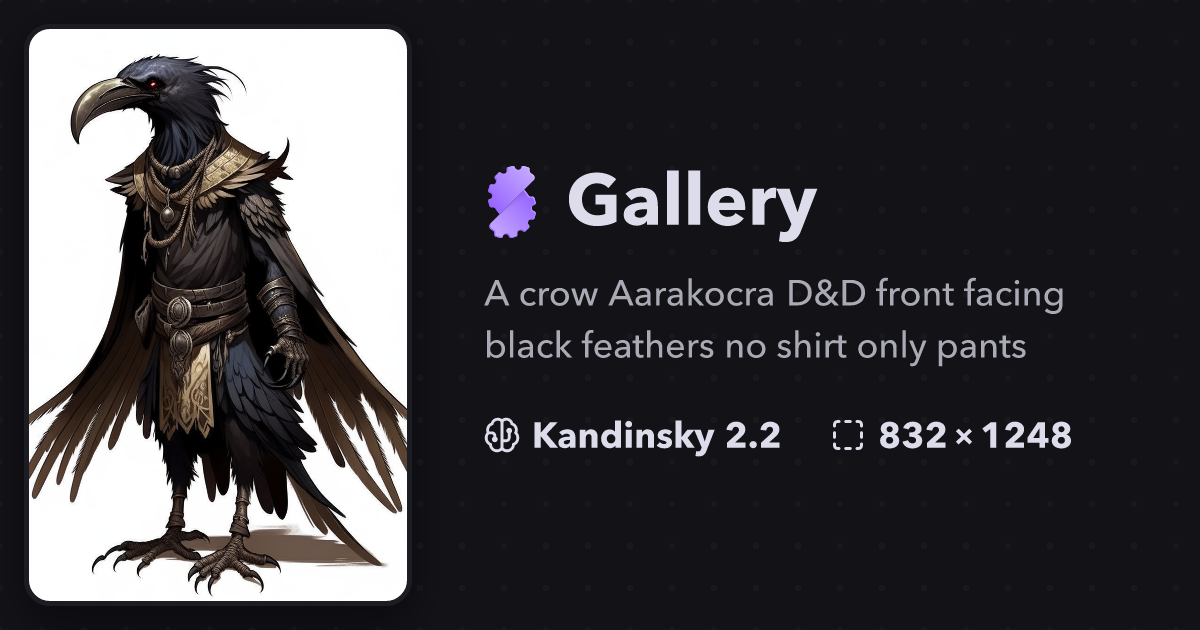 "A crow Aarakocra D&D front facing bla..." | Gallery | Stablecog