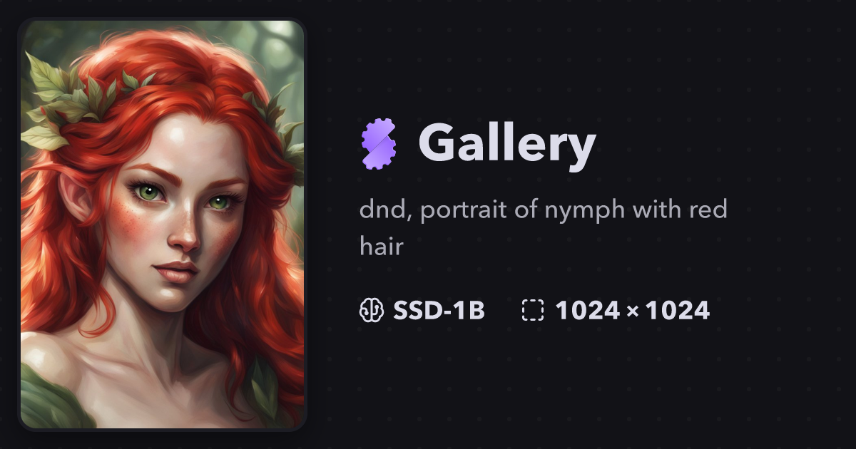 "dnd, portrait of nymph with red hair" | Gallery | Stablecog