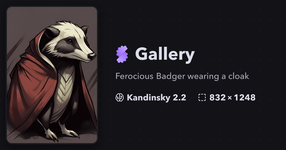 "Ferocious Badger wearing a cloak" | Gallery | Stablecog