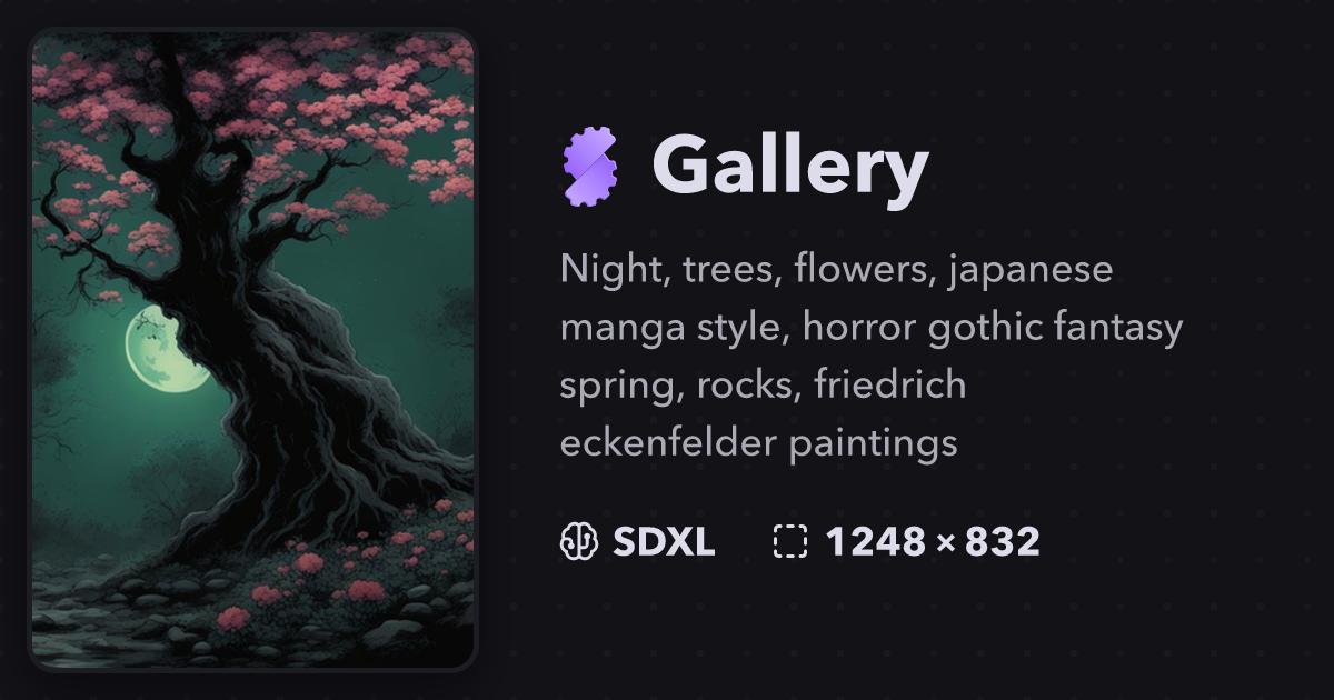 "Night, trees, flowers, japanese manga..." | Gallery | Stablecog