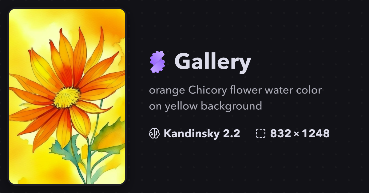 "orange Chicory flower water color on yel..." | Gallery | Stablecog