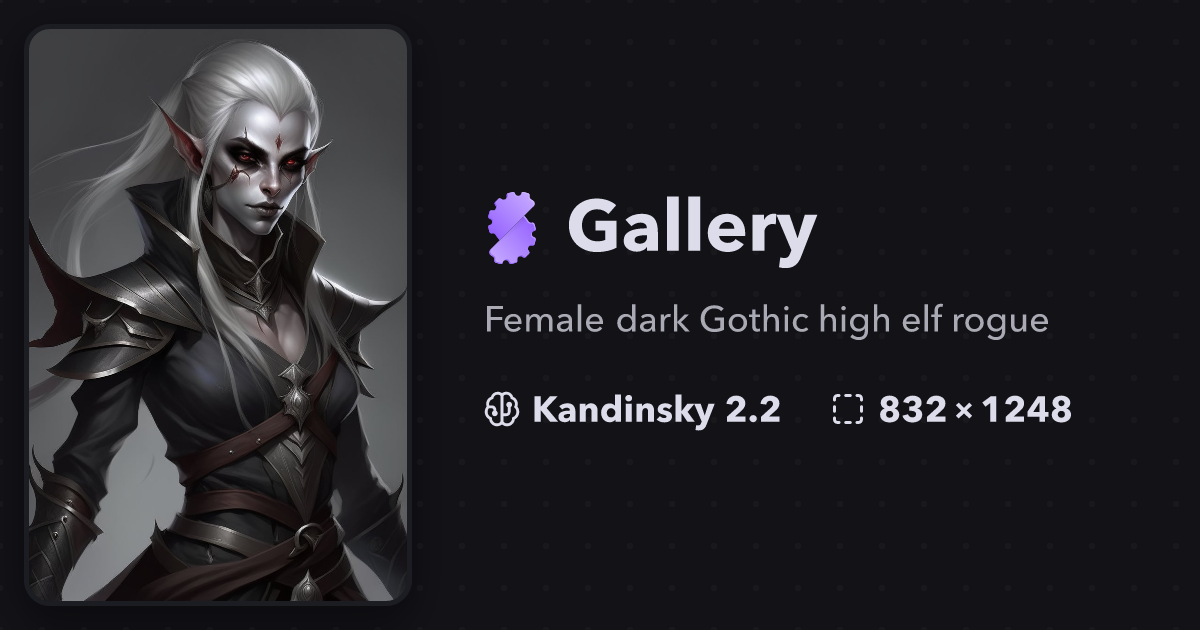 "Female dark Gothic high elf rogue" | Gallery | Stablecog