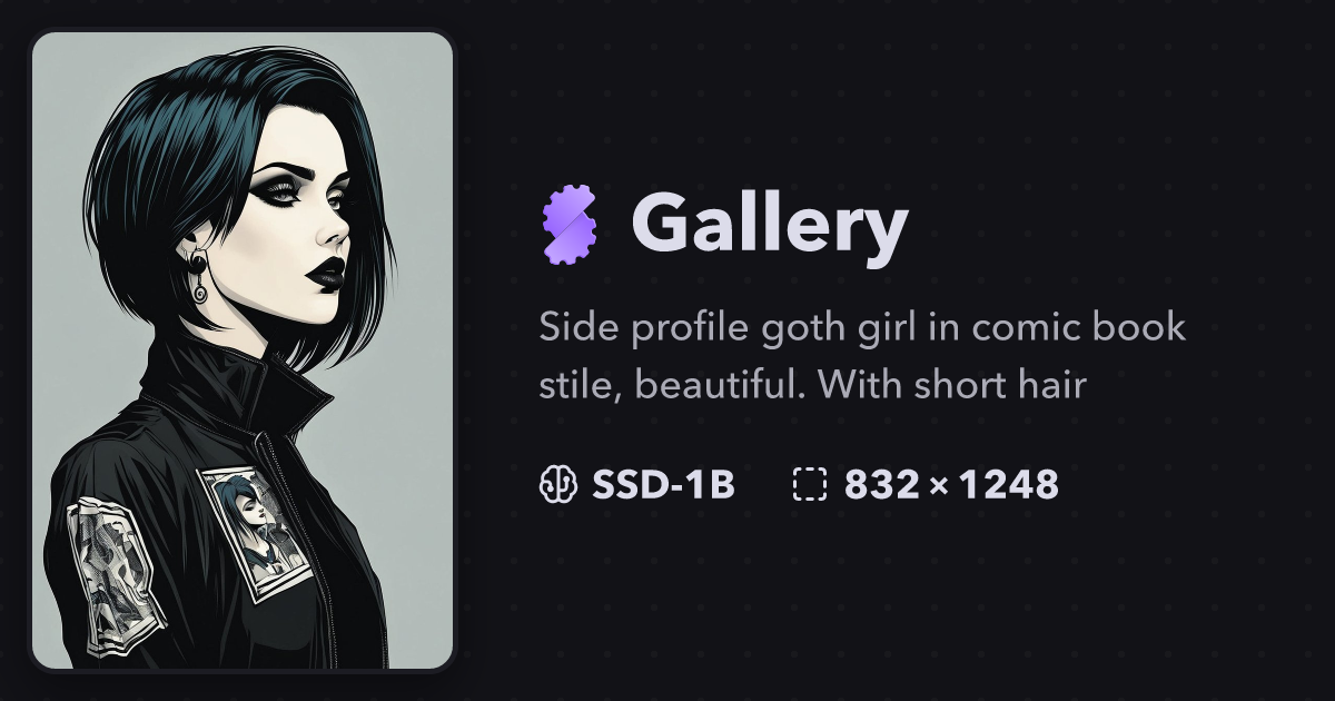 "Side profile goth girl in comic book sti..." | Gallery | Stablecog