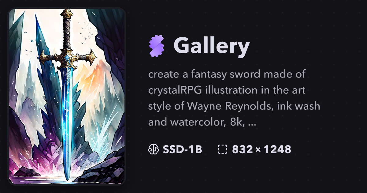 "create a fantasy sword made of crysta..." | Gallery | Stablecog
