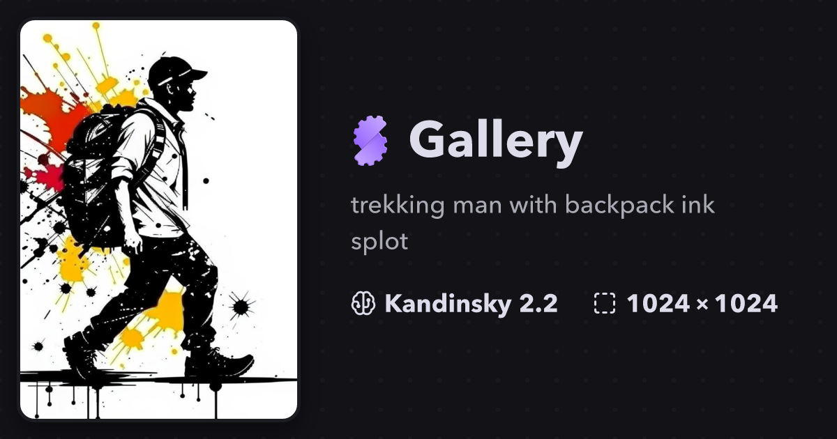 "trekking man with backpack ink splot" | Gallery | Stablecog