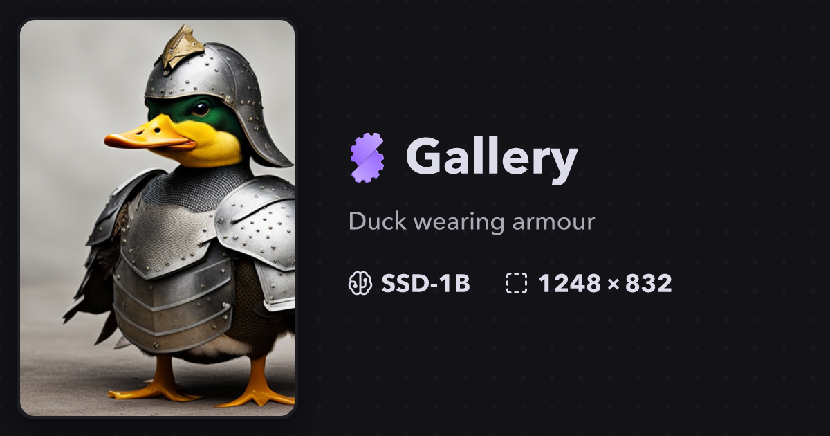 "Duck wearing armour" | Gallery | Stablecog