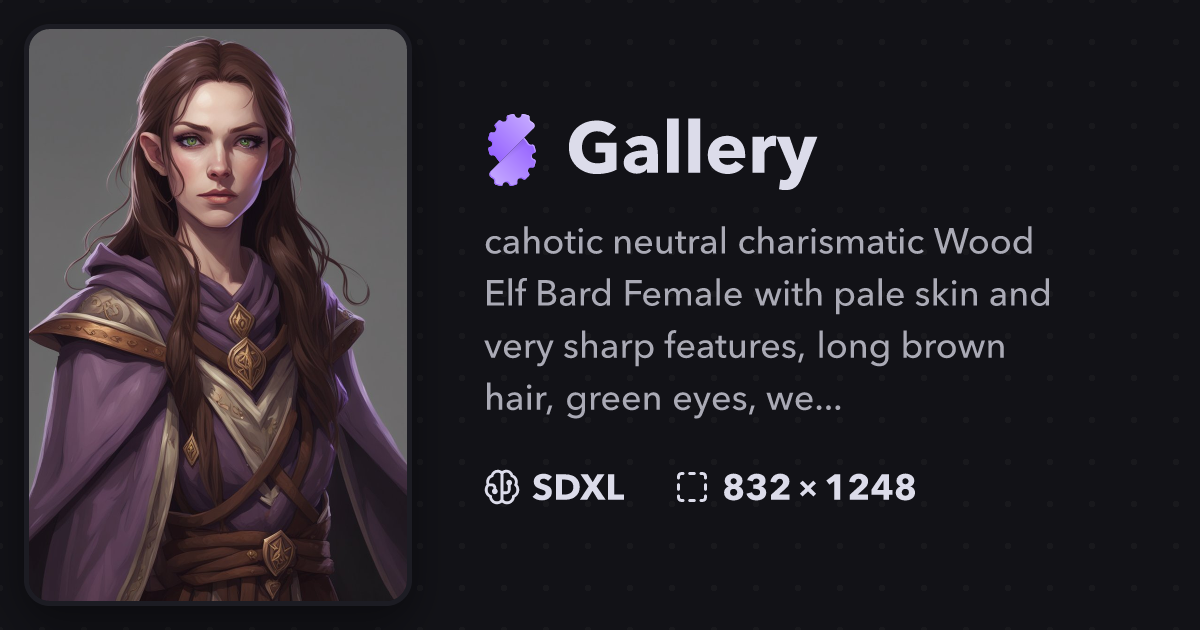 "cahotic neutral charismatic Wood Elf ..." | Gallery | Stablecog