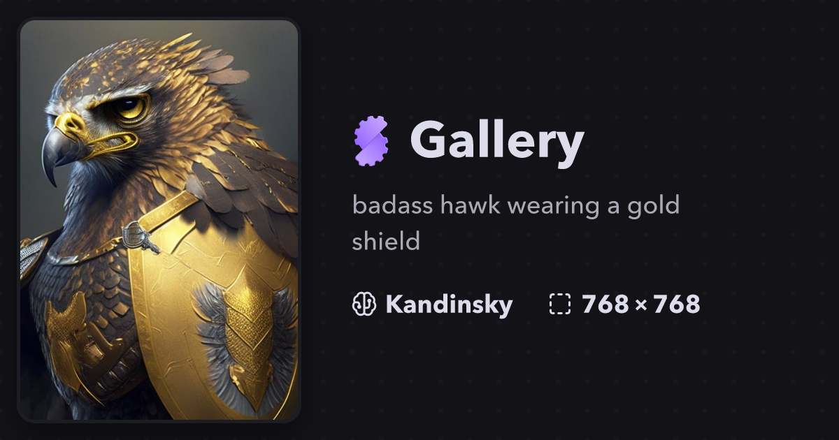 "badass hawk wearing a gold shield" | Gallery | Stablecog