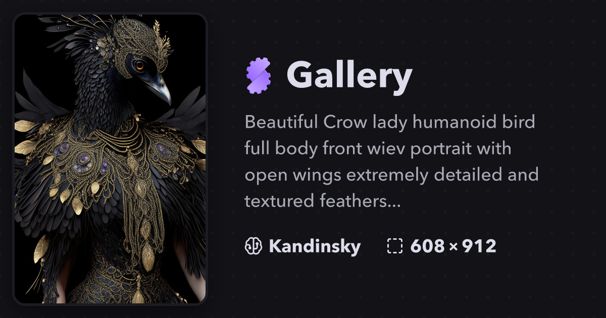 "Beautiful Crow lady humanoid bird ful..." | Gallery | Stablecog