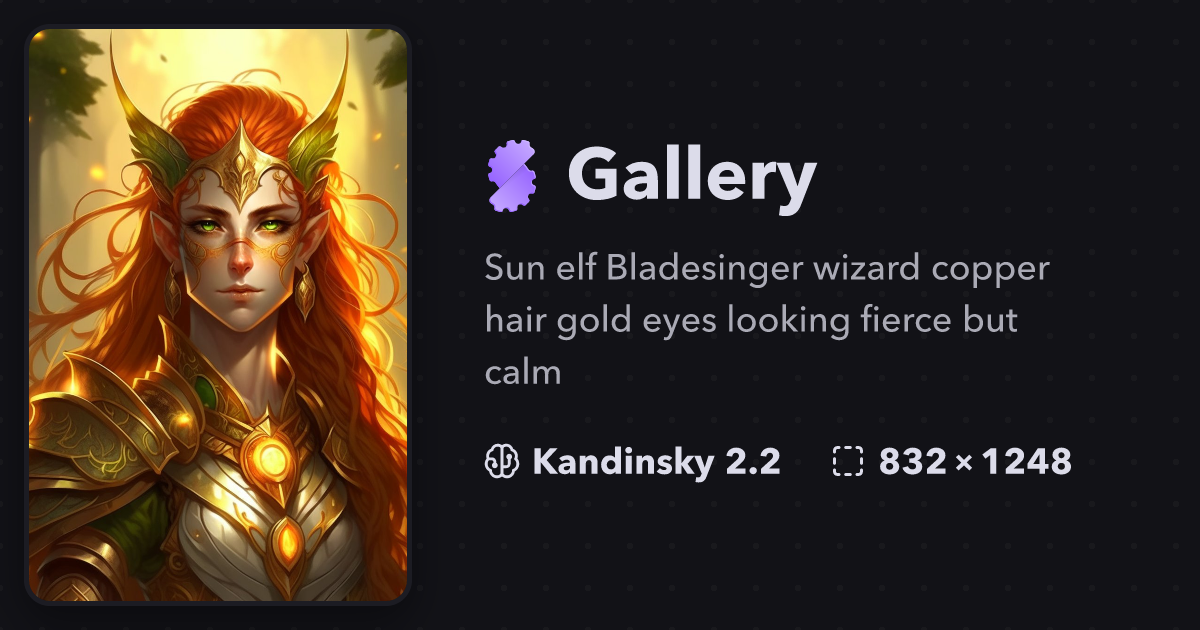 "Sun elf Bladesinger wizard copper hai..." | Gallery | Stablecog