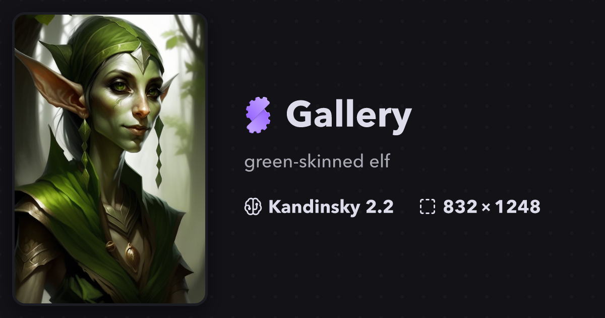 "green-skinned elf" | Gallery | Stablecog