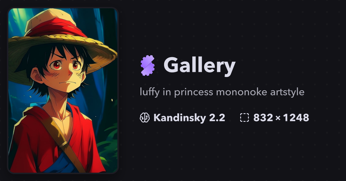 "luffy in princess mononoke artstyle" | Gallery | Stablecog