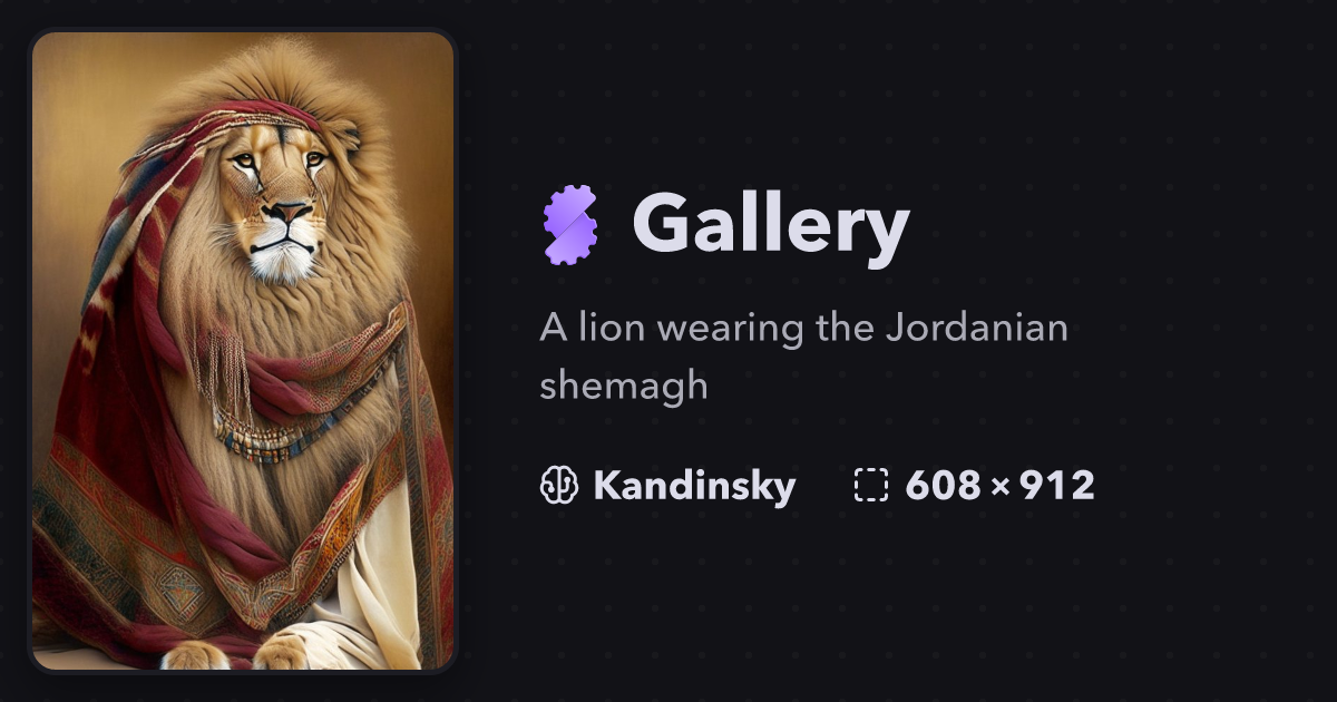 "A lion wearing the Jordanian shemagh" | Gallery | Stablecog