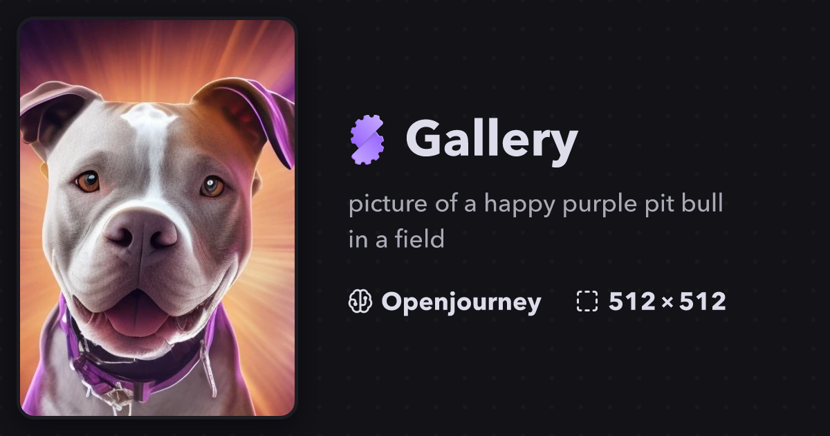 "picture of a happy purple pit bull in..." | Gallery | Stablecog