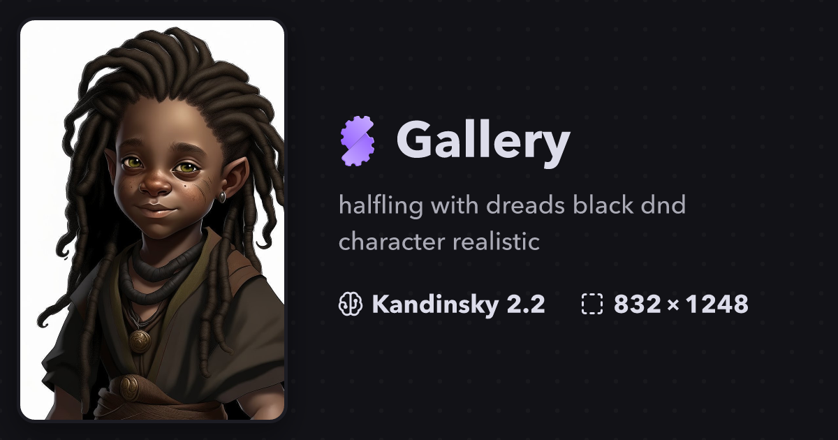 "halfling with dreads black dnd charac..." | Gallery | Stablecog