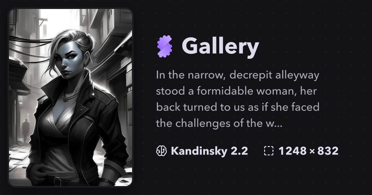 "In the narrow, decrepit alleyway stoo..." | Gallery | Stablecog