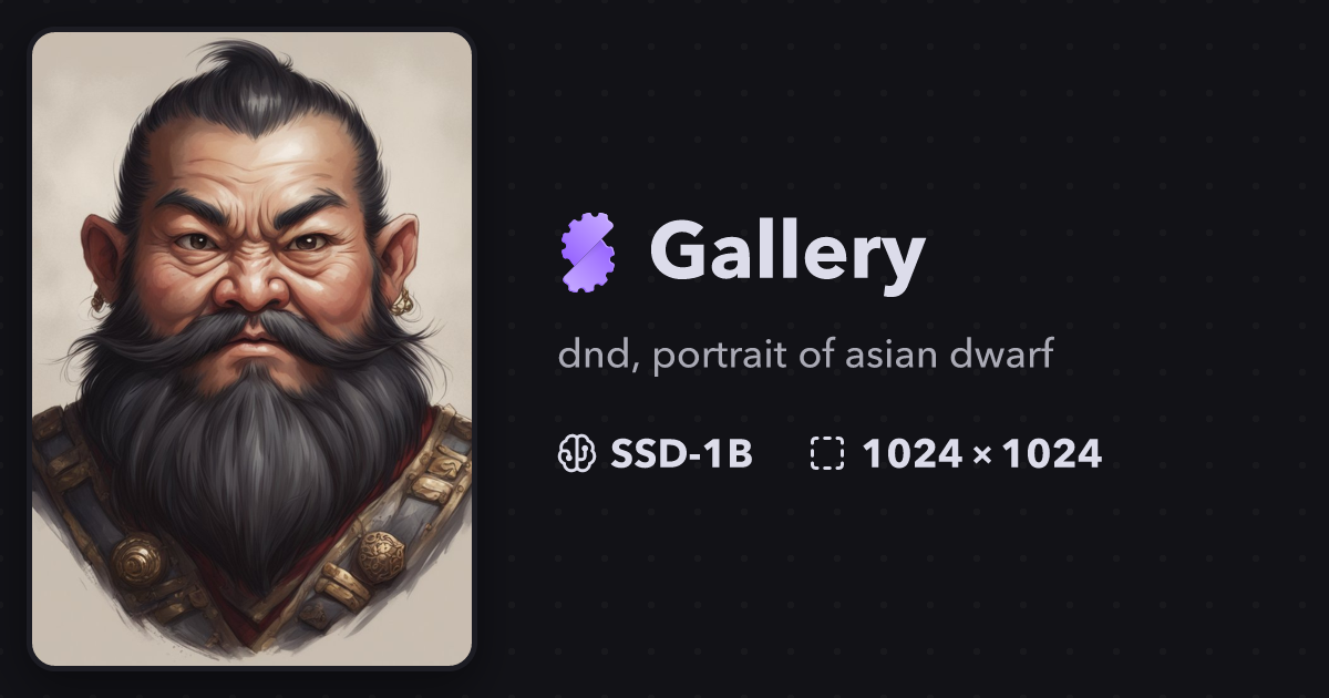 "dnd, portrait of asian dwarf" | Gallery | Stablecog