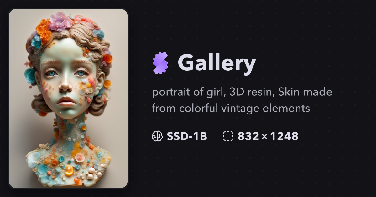 Portrait of girl, 3D resin, Skin made from colorfu... | Gallery