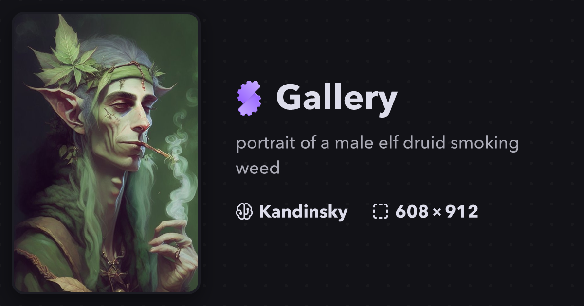"portrait of a male elf druid smoking ..." | Gallery | Stablecog