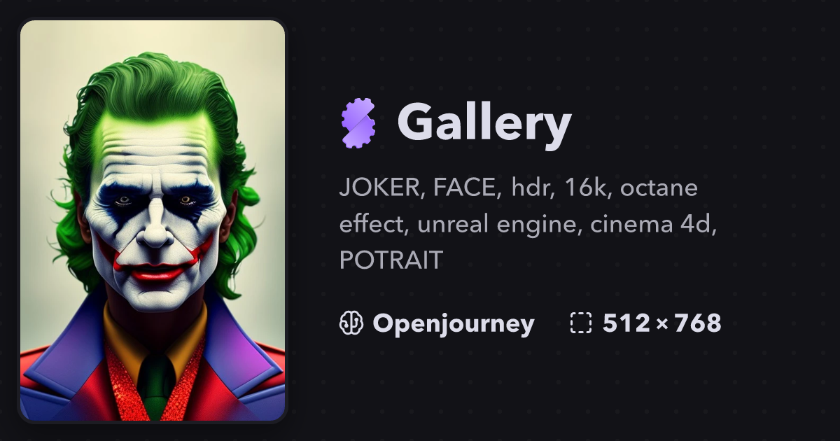 "JOKER, FACE, hdr, 16k, octane effect,..." | Gallery | Stablecog