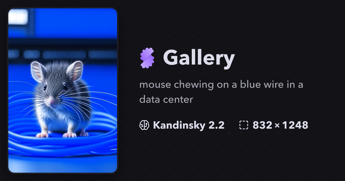 "mouse chewing on a blue wire in a dat..." | Gallery | Stablecog