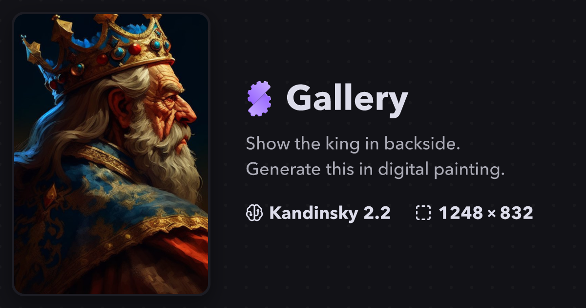 "Show the king in backside. Generate t..." | Gallery | Stablecog