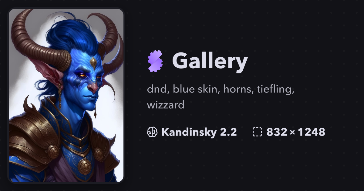 "dnd, blue skin, horns, tiefling, wizzard" | Gallery | Stablecog