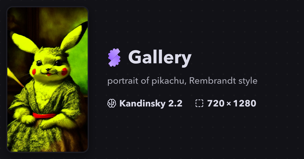 "portrait of pikachu, Rembrandt style" | Gallery | Stablecog