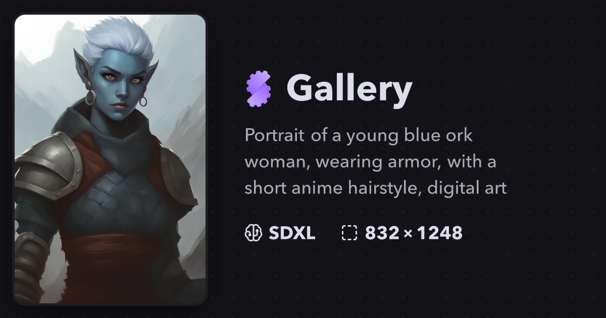 "Portrait of a young blue ork woman, w..." | Gallery | Stablecog