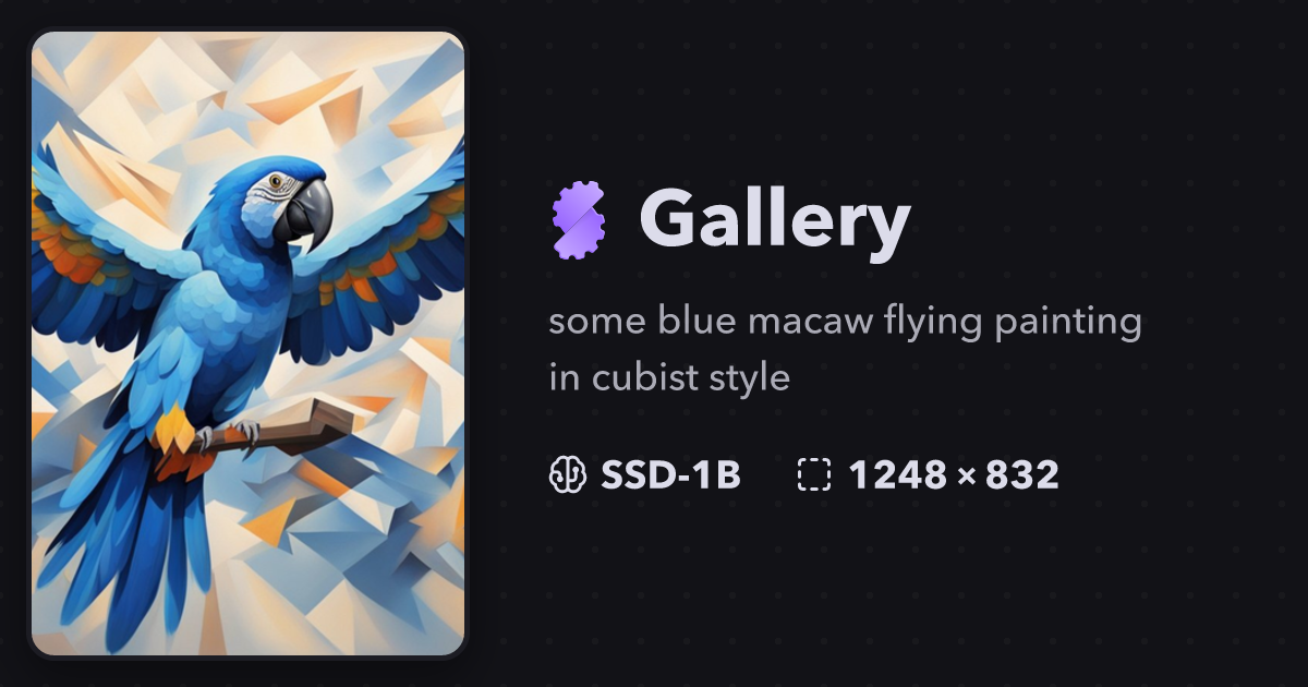 "some blue macaw flying painting in cu..." | Gallery | Stablecog