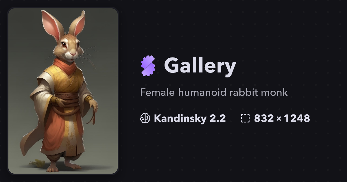 "Female humanoid rabbit monk" | Gallery | Stablecog