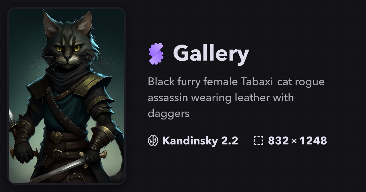 "Black furry female Tabaxi cat rogue a..." | Gallery | Stablecog