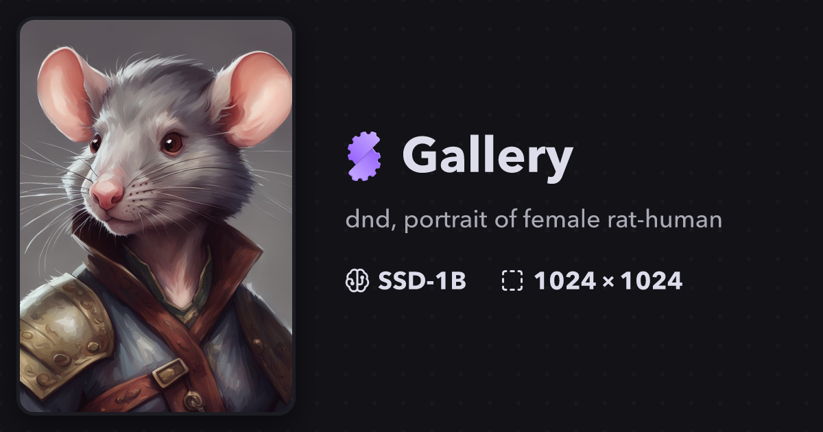 "dnd, portrait of female rat-human" | Gallery | Stablecog