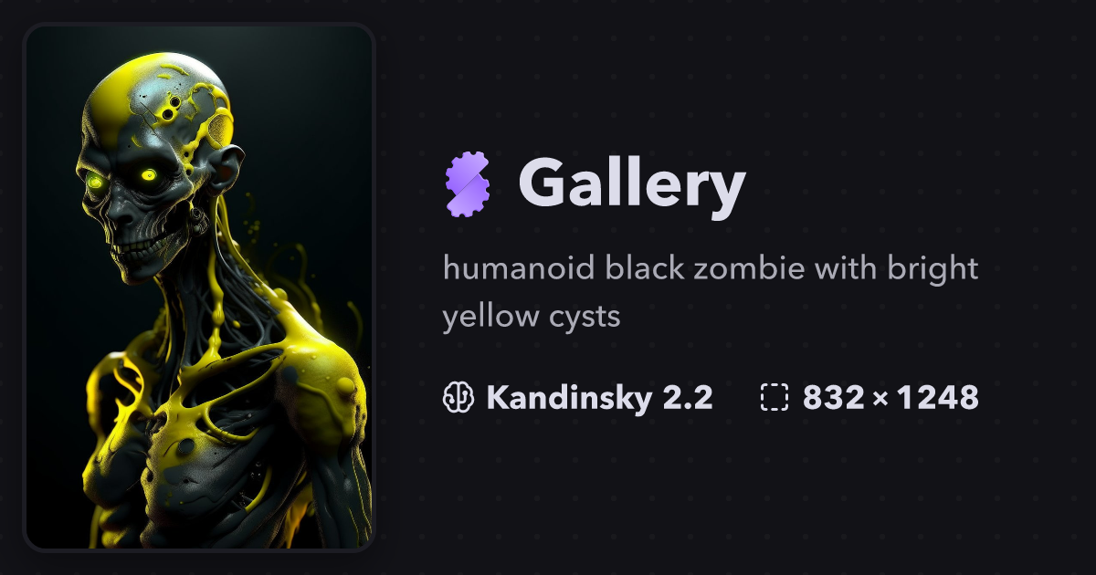 Humanoid black zombie with bright yellow cysts | Gallery