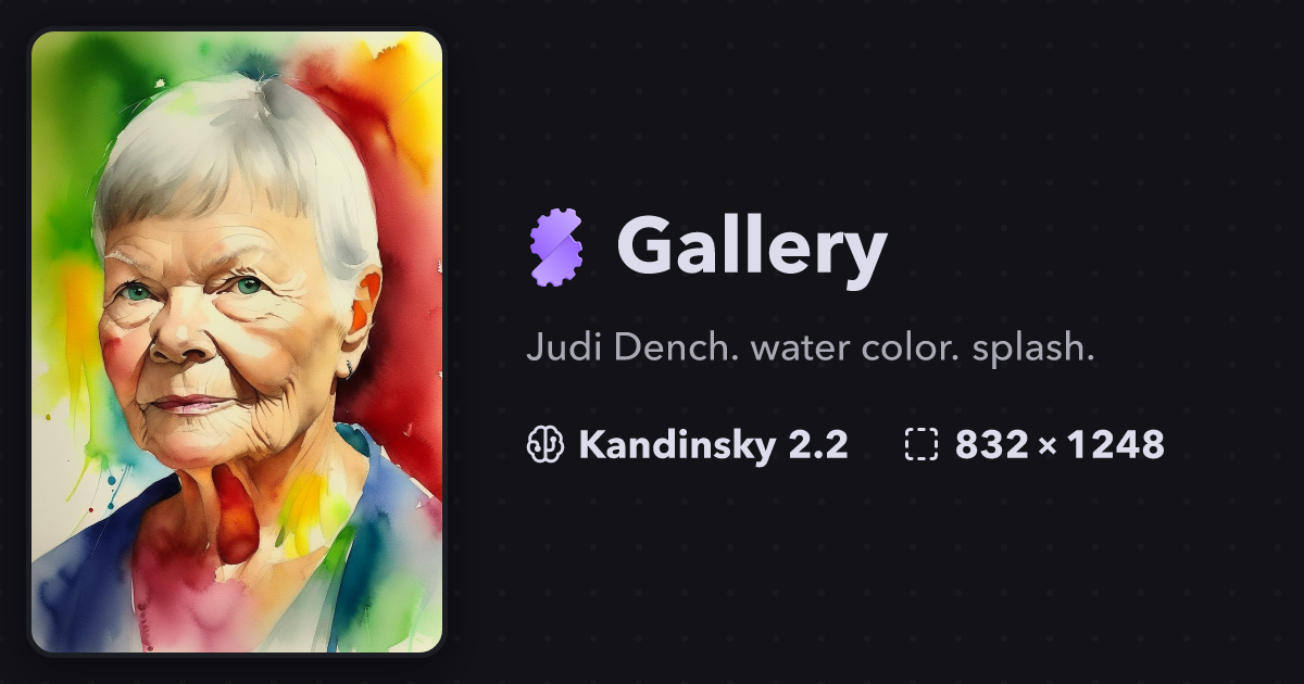 "Judi Dench. water color. splash." | Gallery | Stablecog