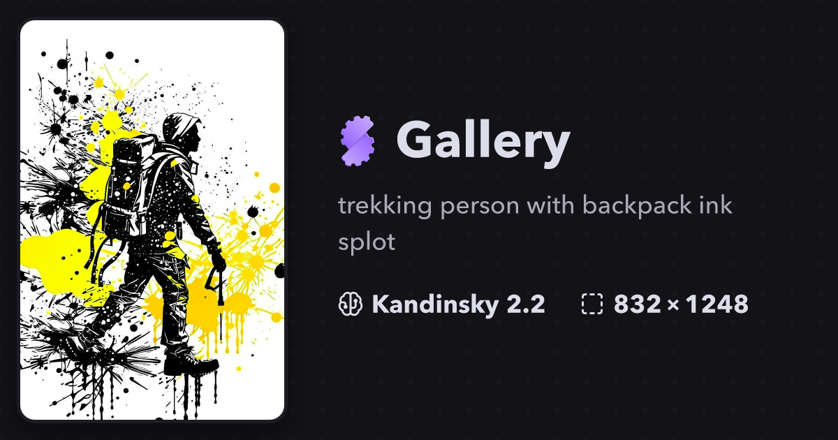 "trekking person with backpack ink splot" | Gallery | Stablecog