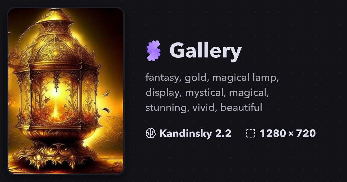 "fantasy, gold, magical lamp, display,..." | Gallery | Stablecog