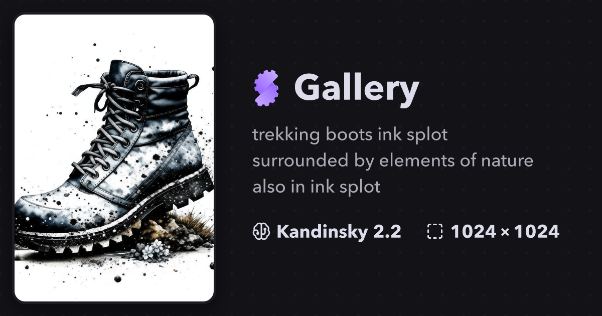 "trekking boots ink splot surrounded b..." | Gallery | Stablecog