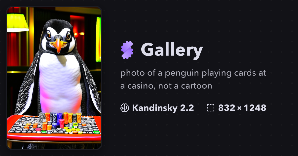 "photo of a penguin playing cards at a..." | Gallery | Stablecog