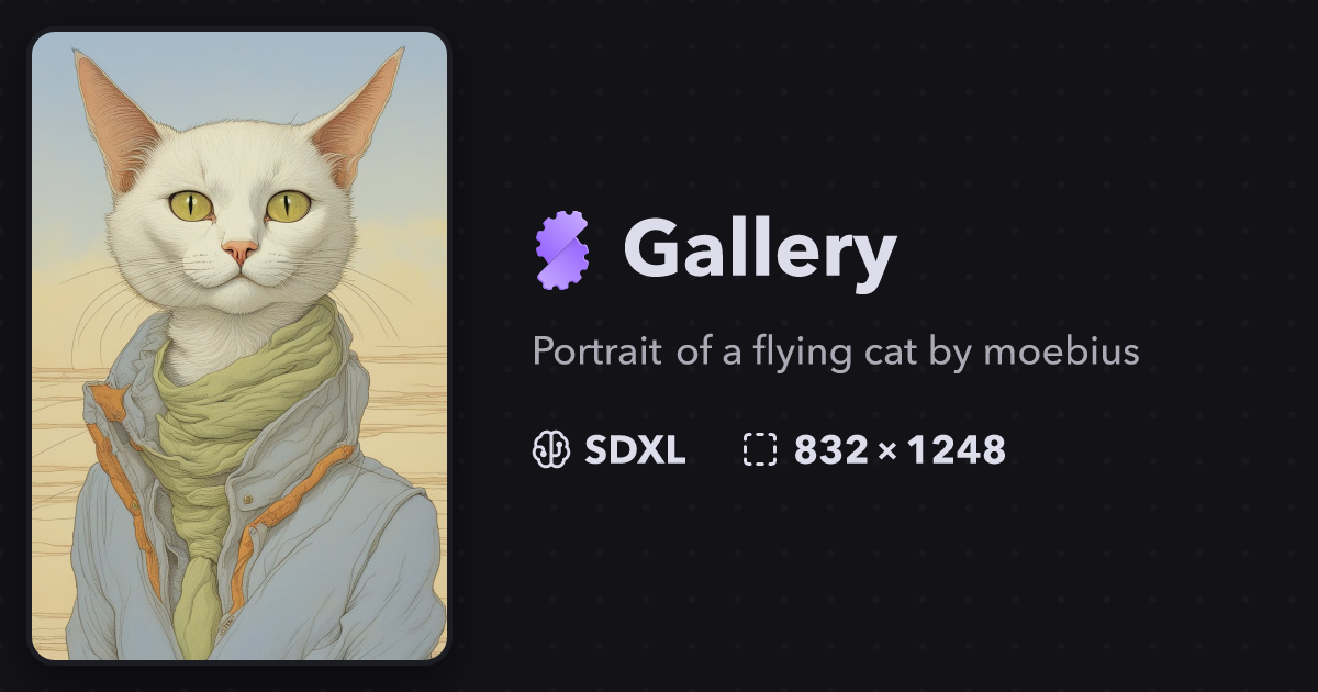 "Portrait of a flying cat by moebius" | Gallery | Stablecog