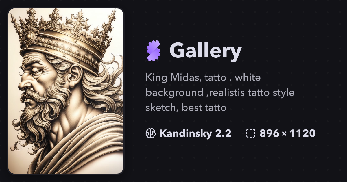 "King Midas, tatto , white background ..." | Gallery | Stablecog