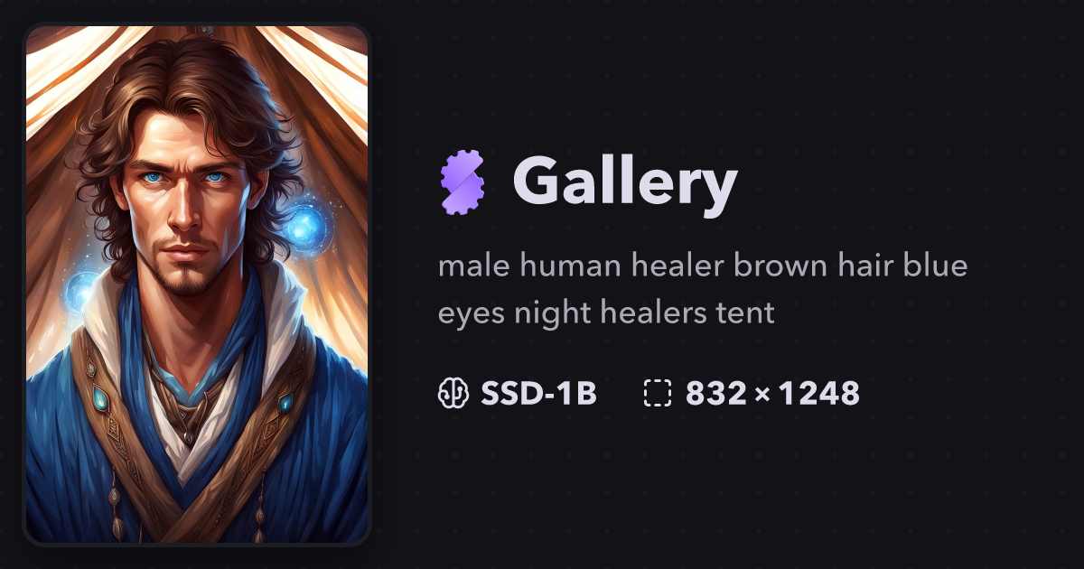 "male human healer brown hair blue eye..." | Gallery | Stablecog