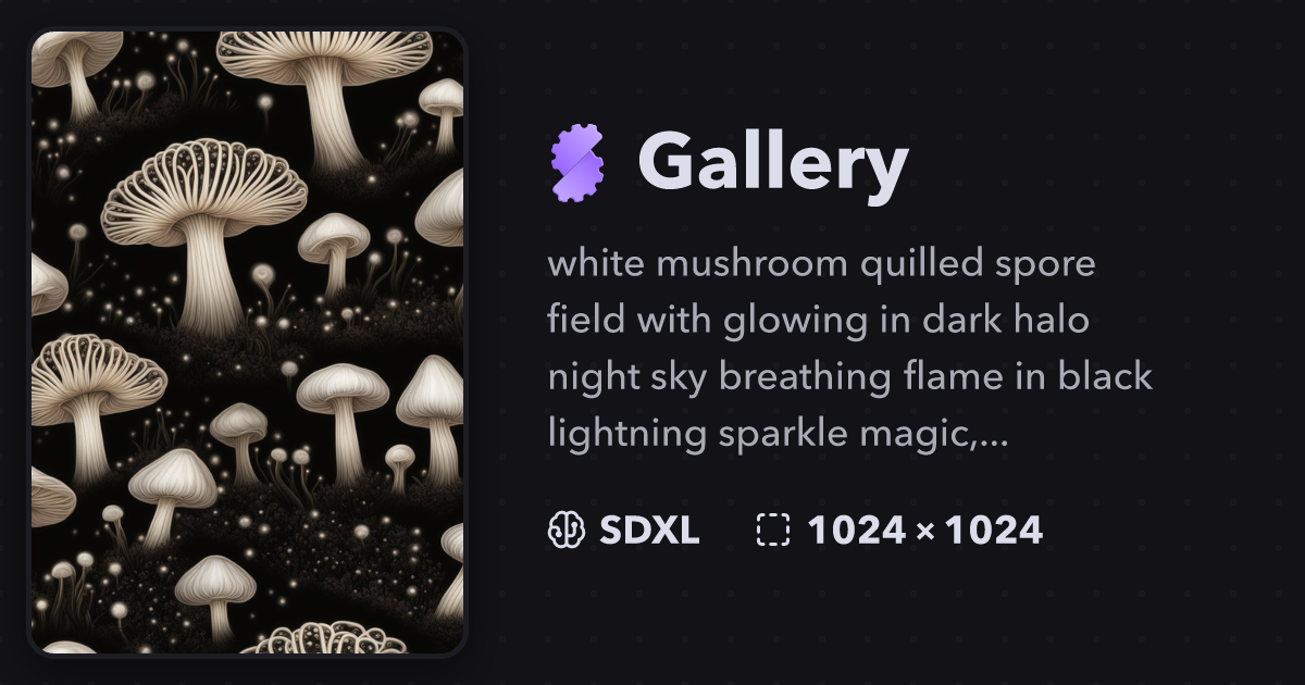 "white mushroom quilled spore field wi..." | Gallery | Stablecog