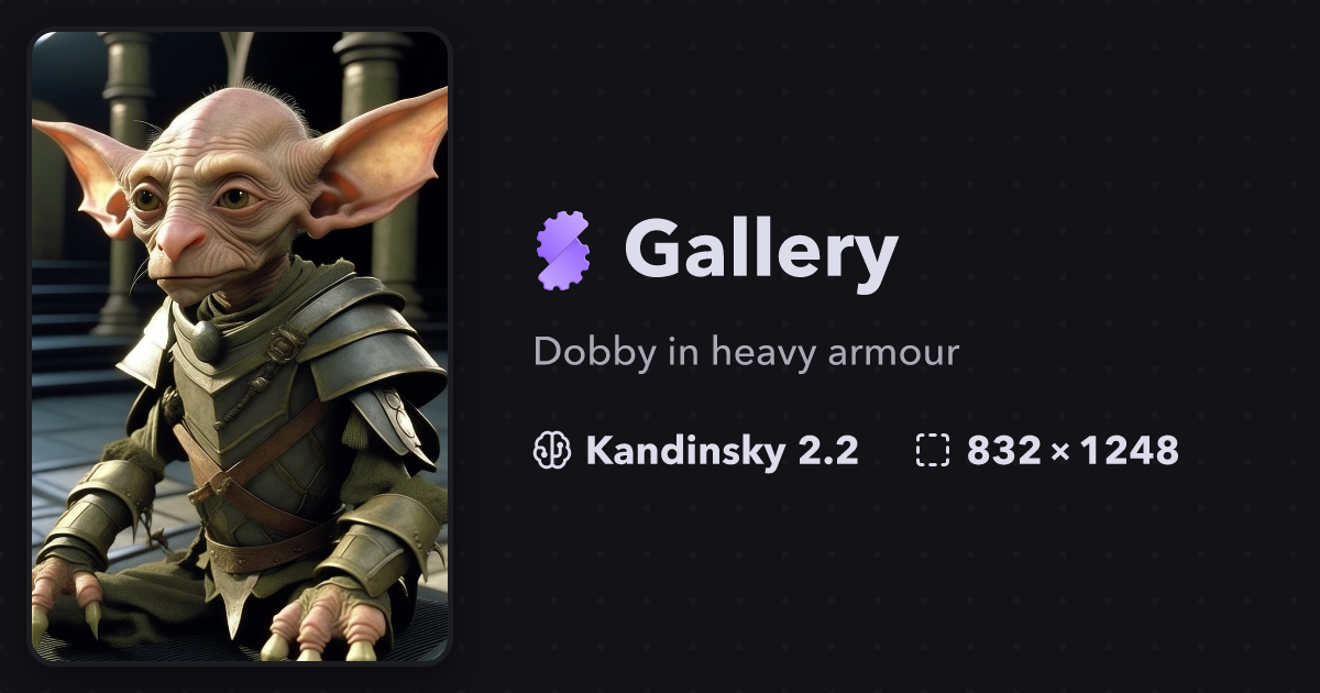 "Dobby in heavy armour" | Gallery | Stablecog