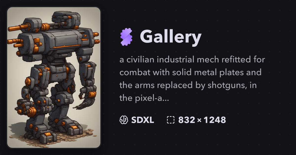 A civilian industrial mech refitted for combat wit... | Gallery