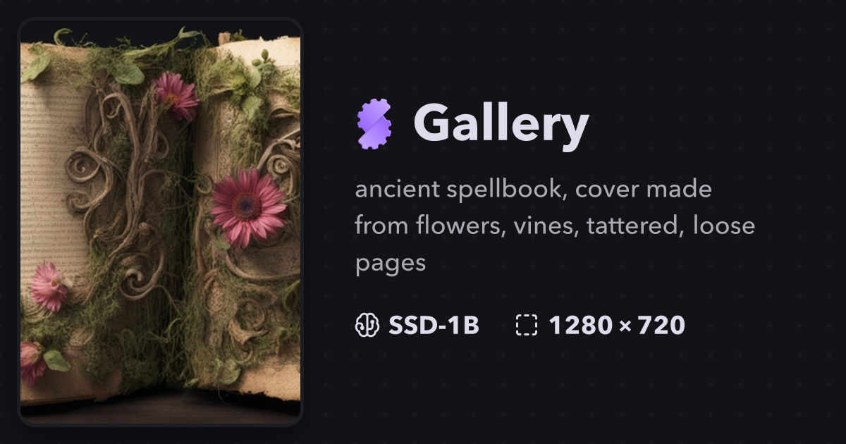 "ancient spellbook, cover made from flowe..." | Gallery | Stablecog